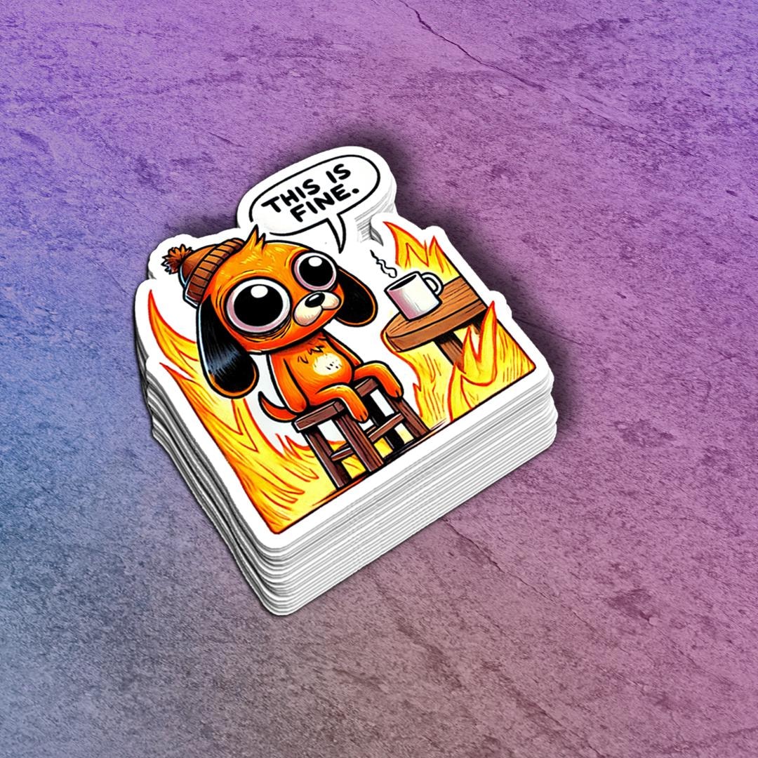 This is Fine Fire Sticker | Funny Meme Sticker | Laptop Decal | Water ...