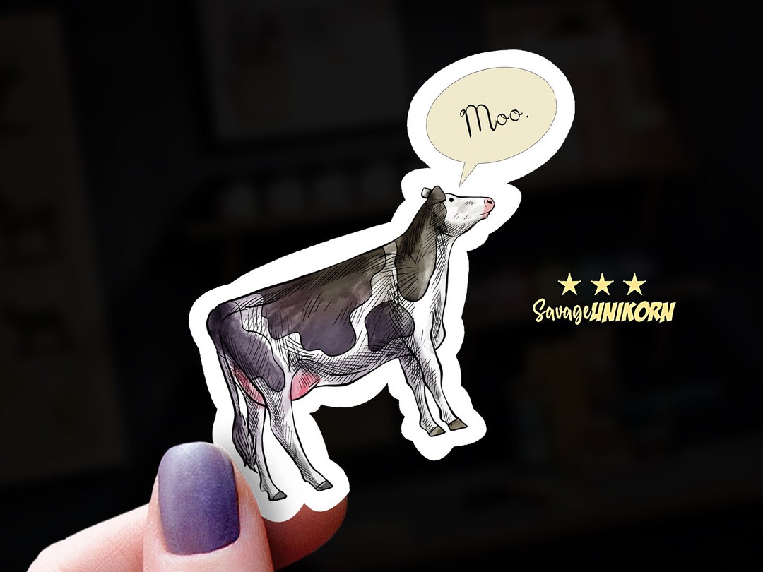 Moo Cow Sticker Cow Decal Animal Laptop Sticker - Etsy