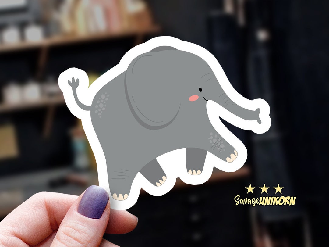 100% Waterproof Cheerfully Delighted Vinyl Elephant Sticker! Elephant ...