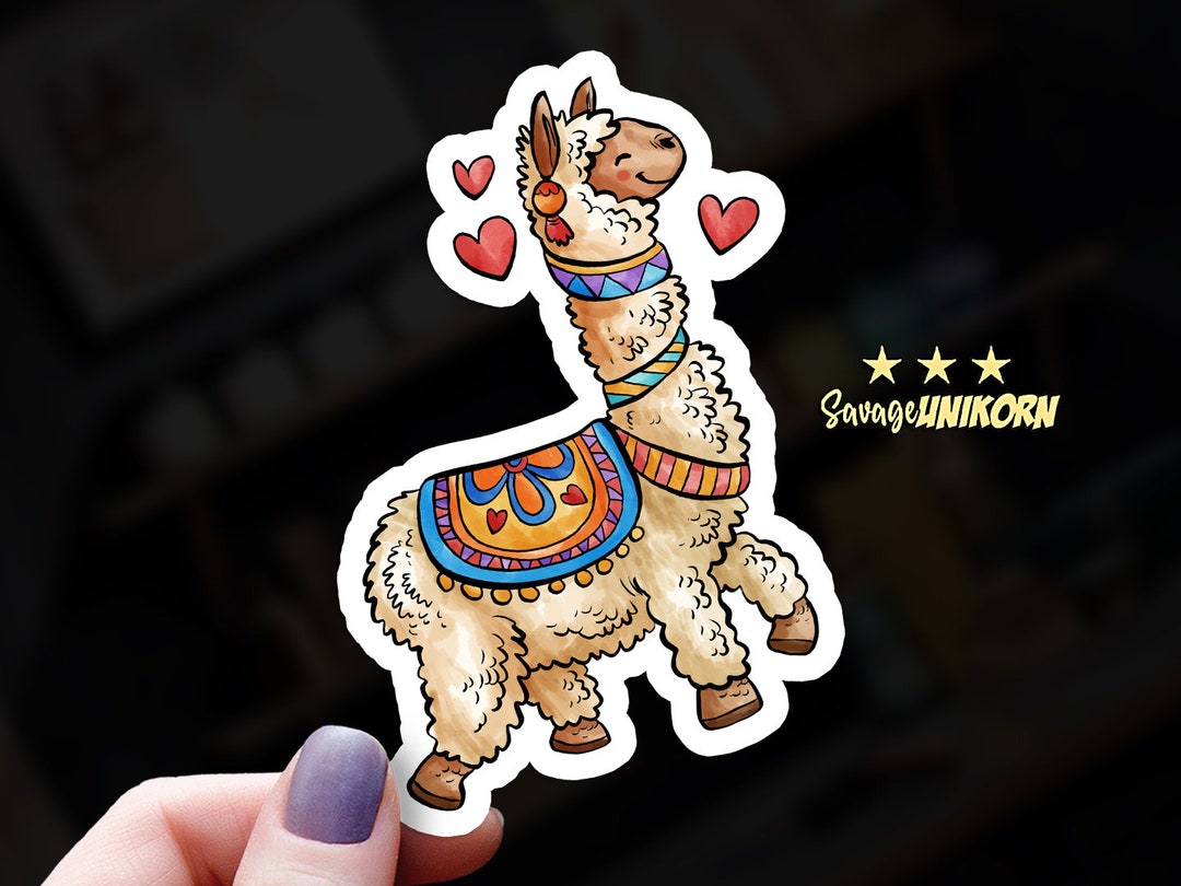 Cute Llama Vinyl Sticker: Laptop Decal - Dishwasher Safe Water Bottle ...