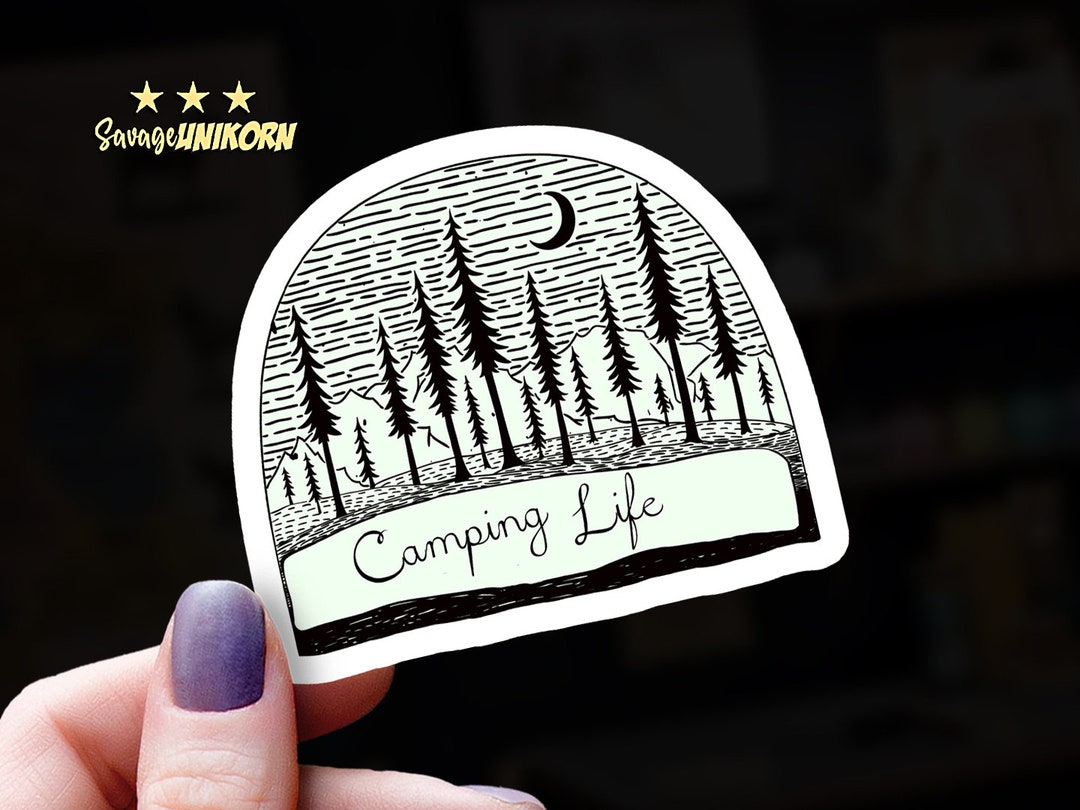 Hand-drawn Vinyl Camping Life Sticker, Adventure Sticker, Outdoor Decal ...