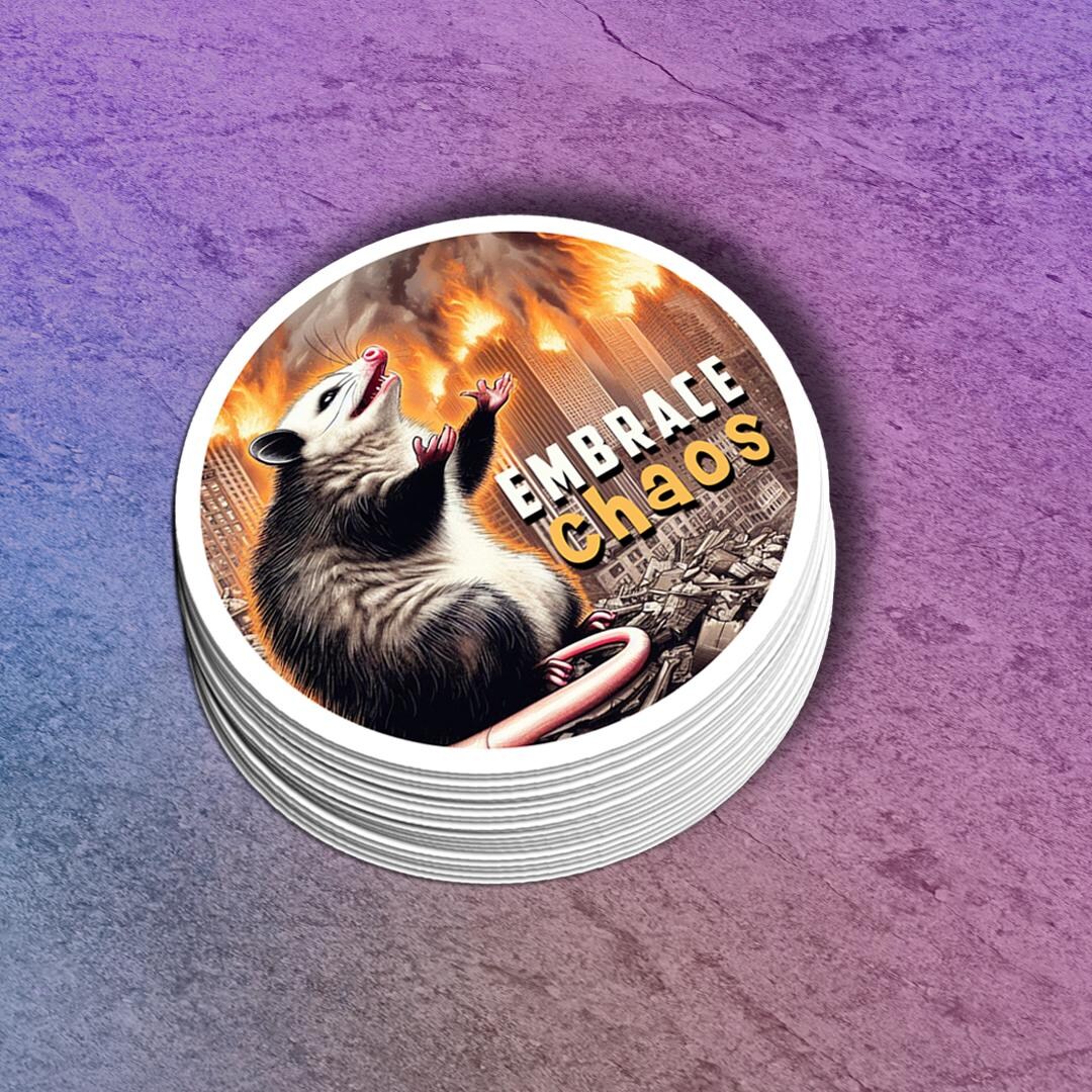Embrace Chaos Sticker | Funny Apocalypse Possum Vinyl Decal | Feral ...