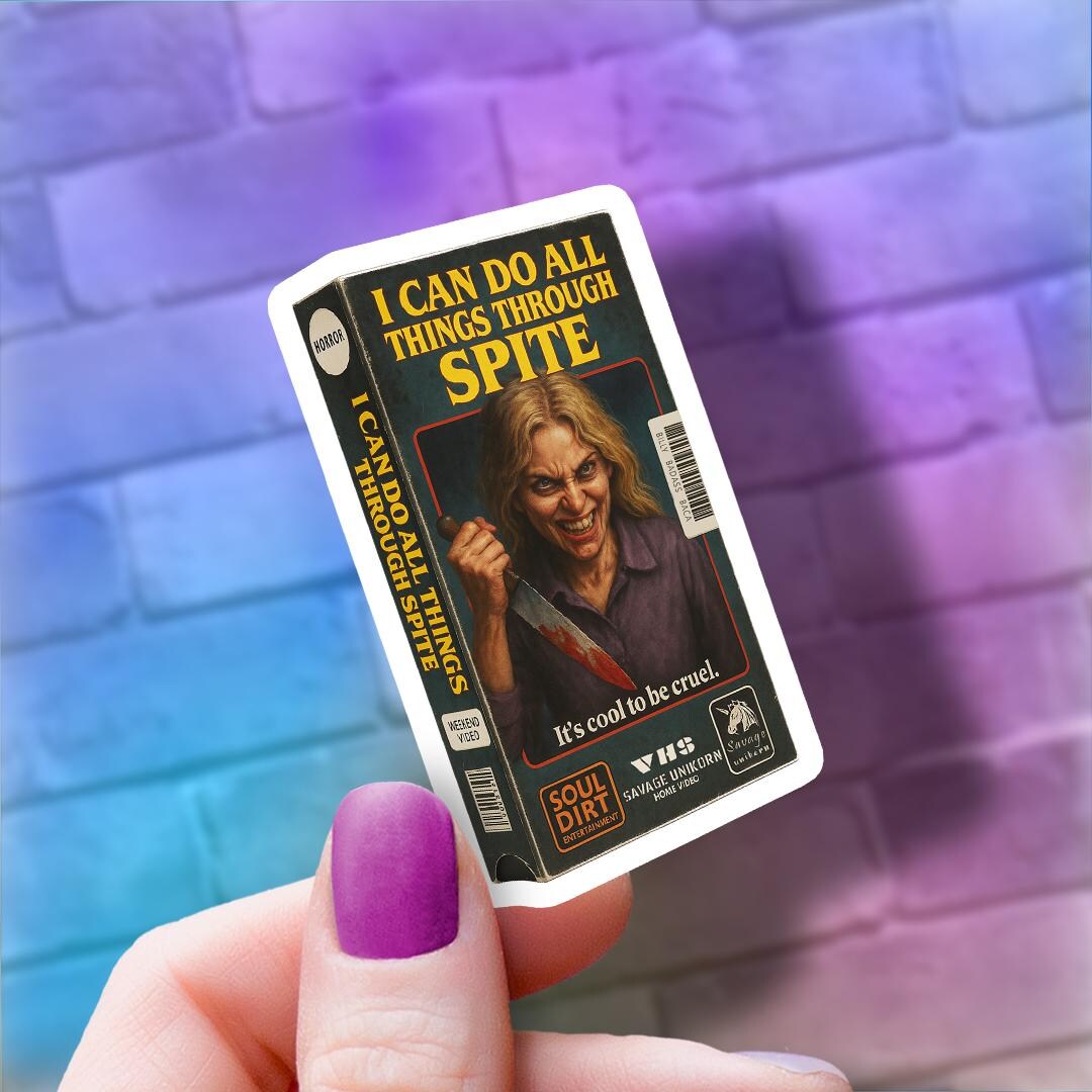 Vintage VHS Sticker: "i Can Do All Things Through Spite" Vinyl Decal ...