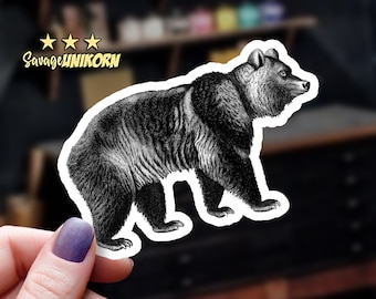 Grizzly Bear Sticker Bear Sticker Bear Art Nature Sticker - Etsy