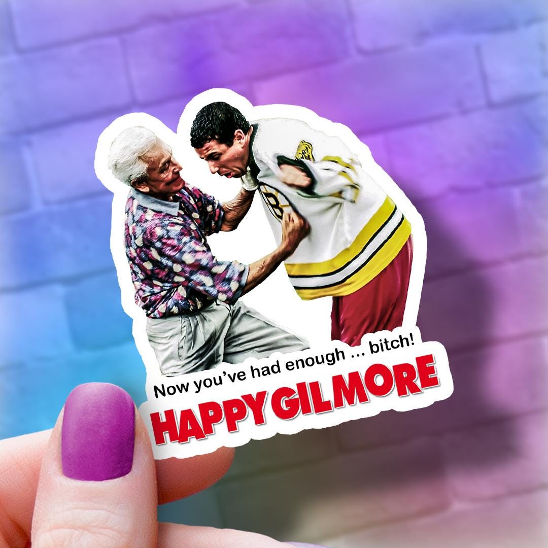 Happy Gilmore Bob Barker Movie Sticker Adam Sandler Film Decal Golf Fan ...