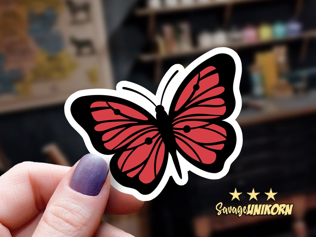 Red Butterfly Sticker: Waterproof Vinyl Decal (3.75 X 2.5 In) - Etsy