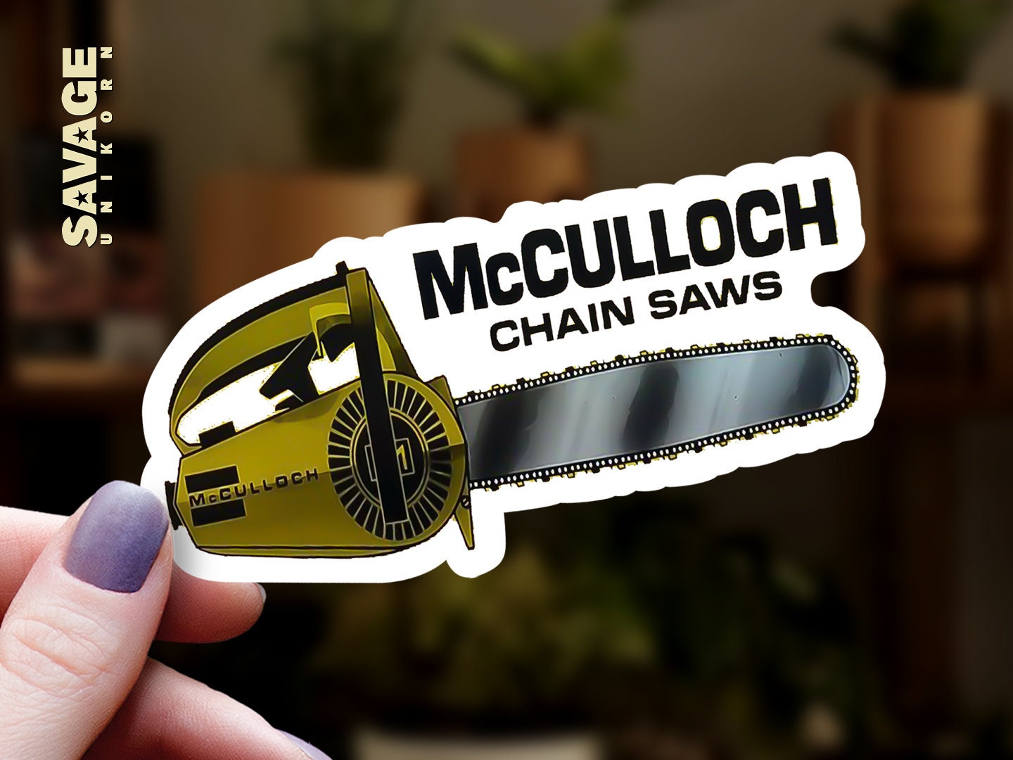 100% Waterproof Mcculloch Chain Saws Yellow Chainsaw Vinyl Sticker ...