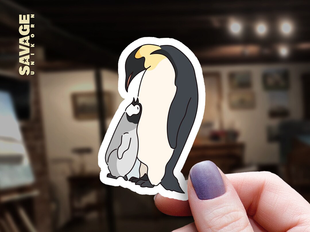 King Penguin and Nestling Sticker: Waterproof Wildlife Decal - Etsy