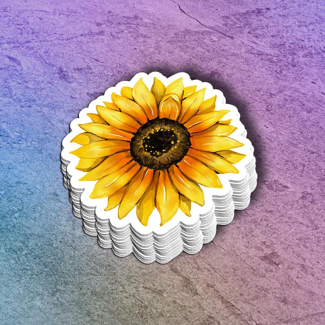 Hand-painted Sunflower Vinyl Sticker: Yellow Flower Power - Laptop ...