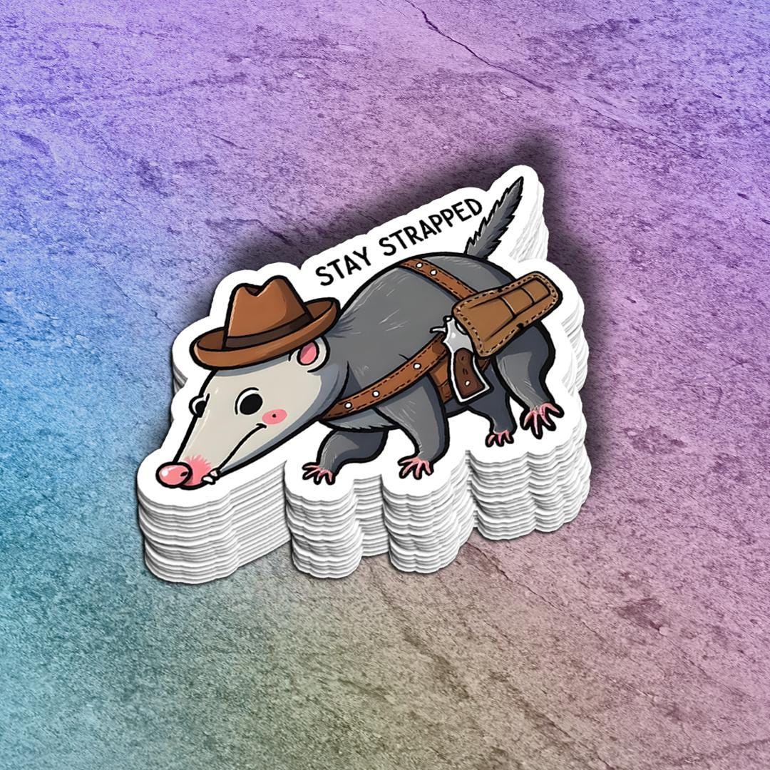 Possum Sticker "stay Strapped" Decal | Second Amendment Sticker ...