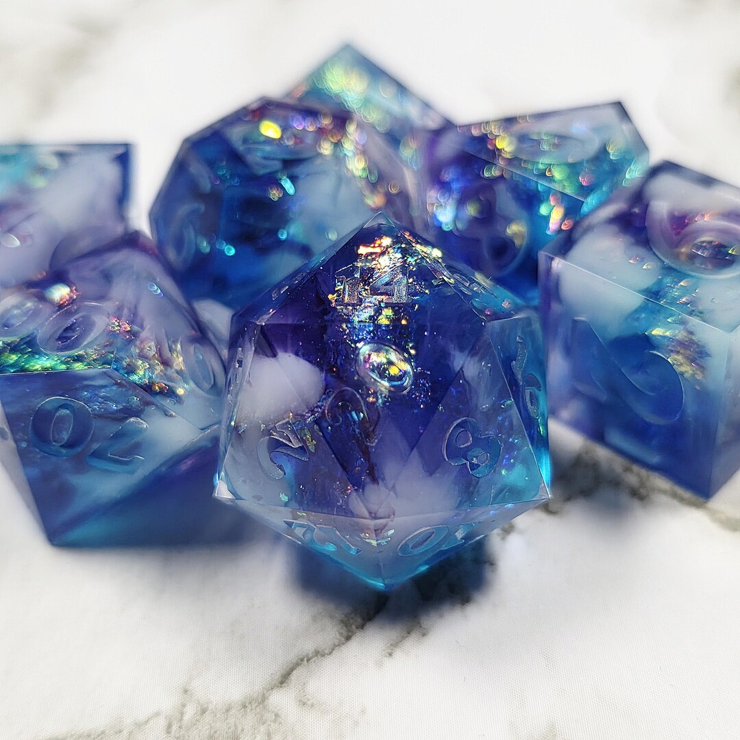7 Piece Dice Finish Your Own Dice Kit: Echoes of the Indigo Cosmos - Etsy
