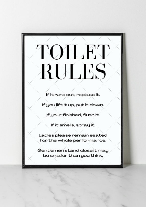 Printable Digital Download Toilet Rules Quote | Etsy