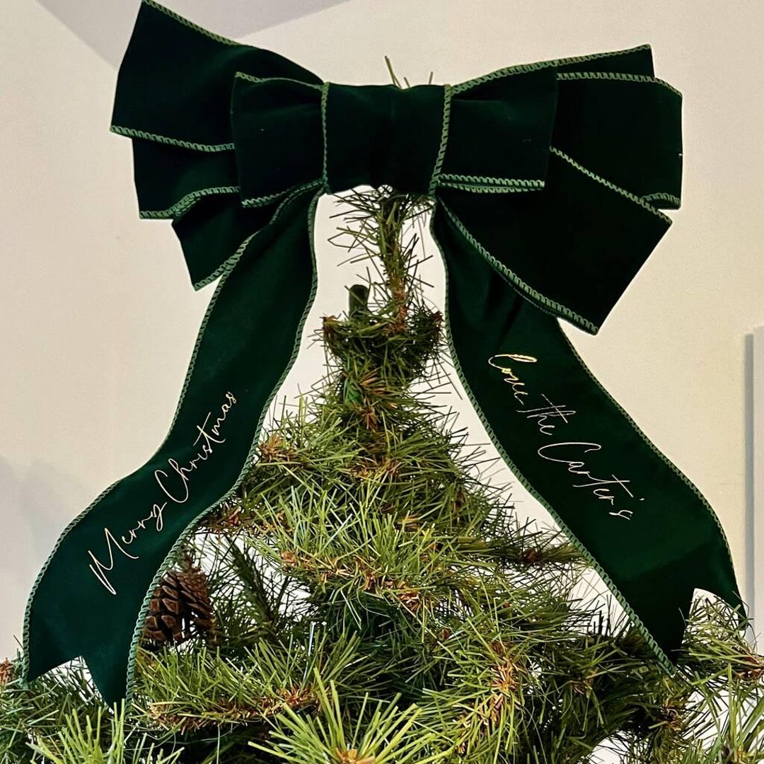 Velvet Tree Bow, Personalised Velvet Christmas Tree Bow: Handmade ...