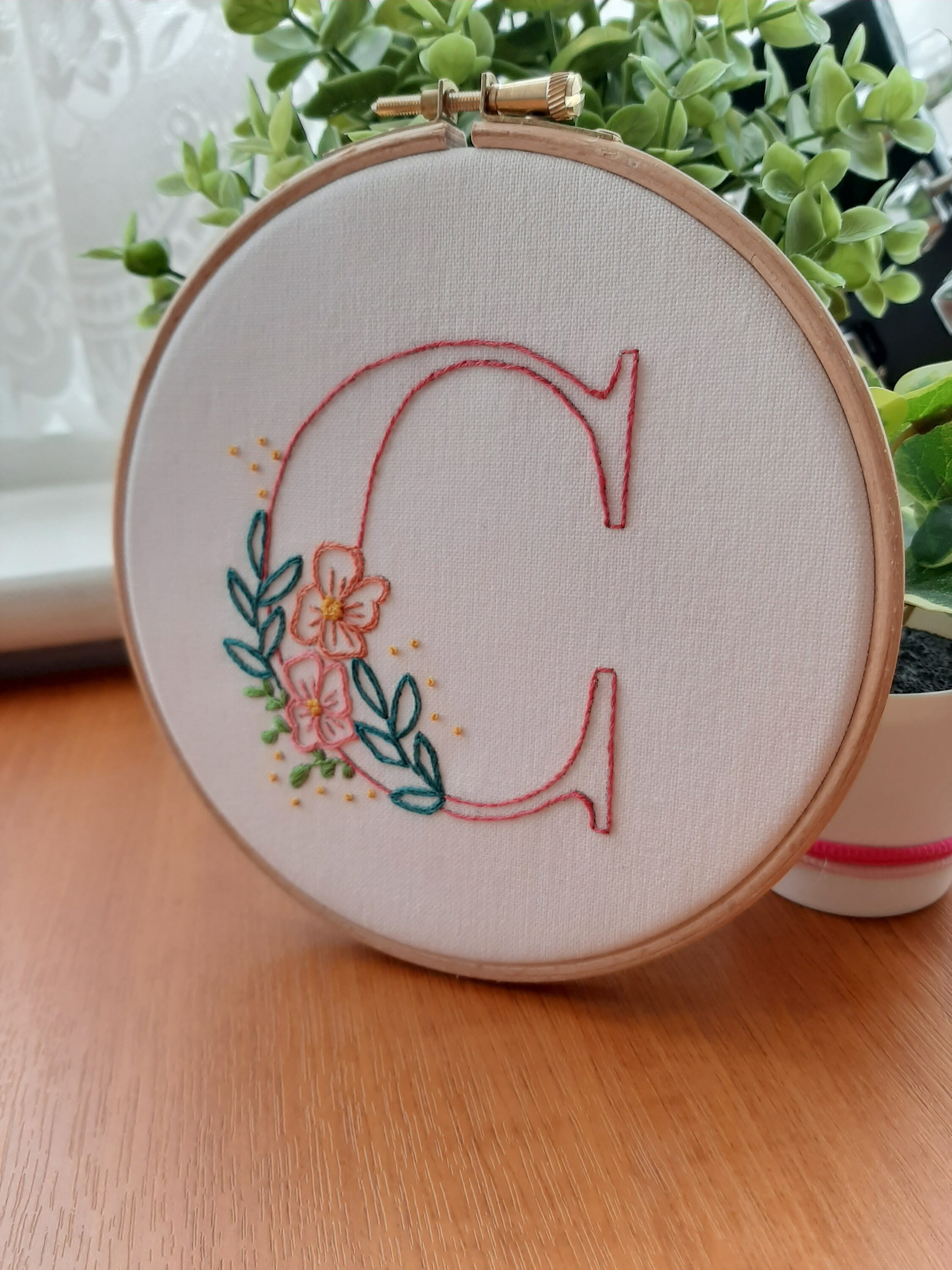 Monogram Hand Embroidery Pdf Pattern Downloadable Floral Letter Initial ...