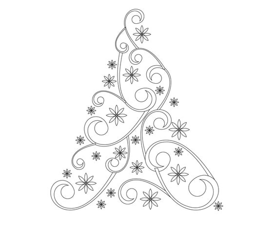 Swirls Christmas Tree Embroidery Pattern or Kit for Instant | Etsy
