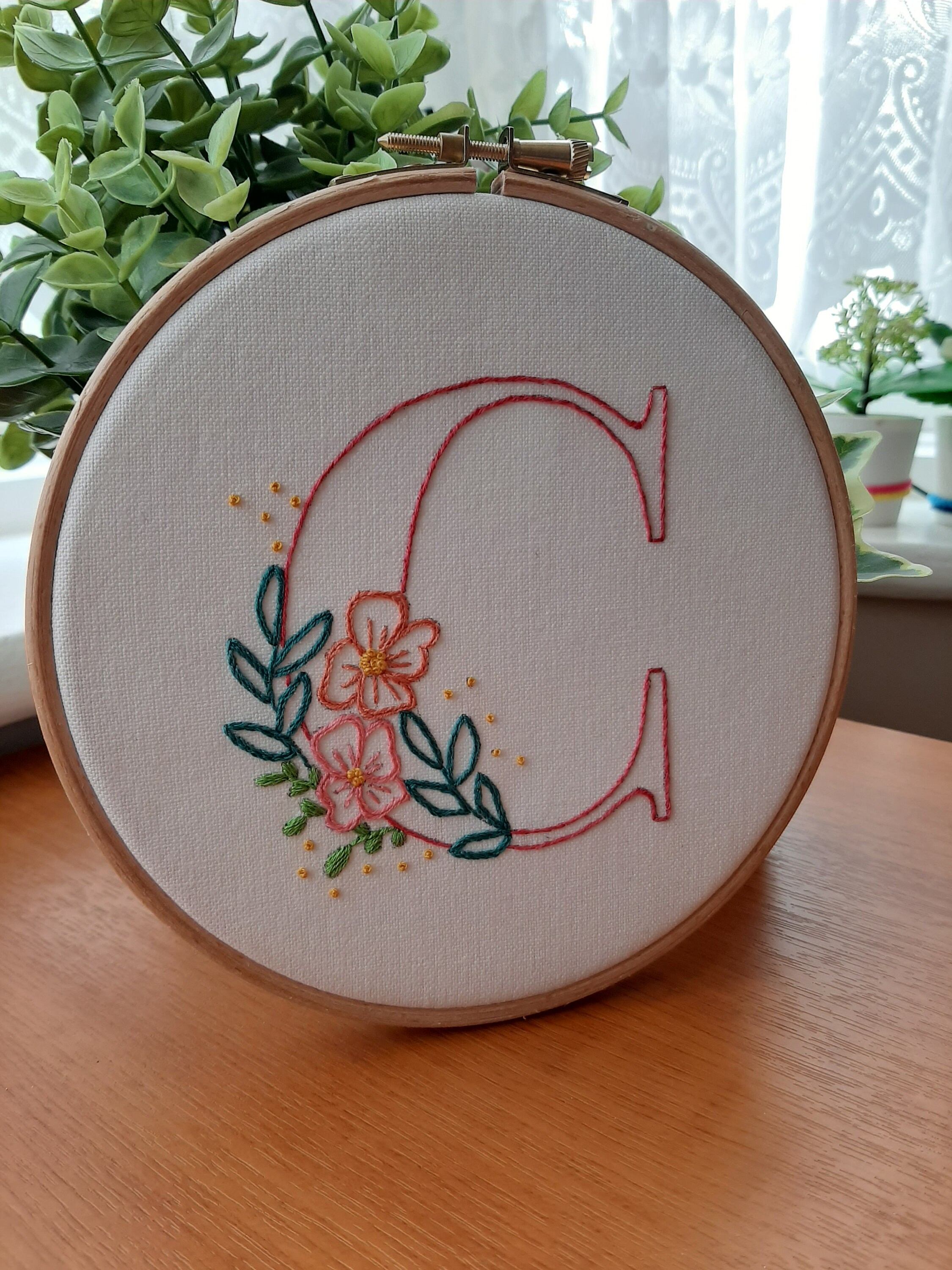 Monogram Hand Embroidery Pdf Pattern Downloadable Floral Letter Initial ...