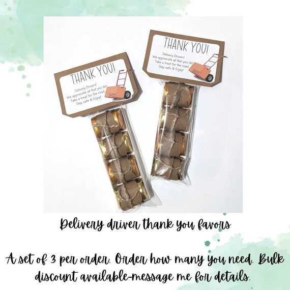 Delivery Driver Thank You Treats. Set of 3 Completed Favors - Etsy