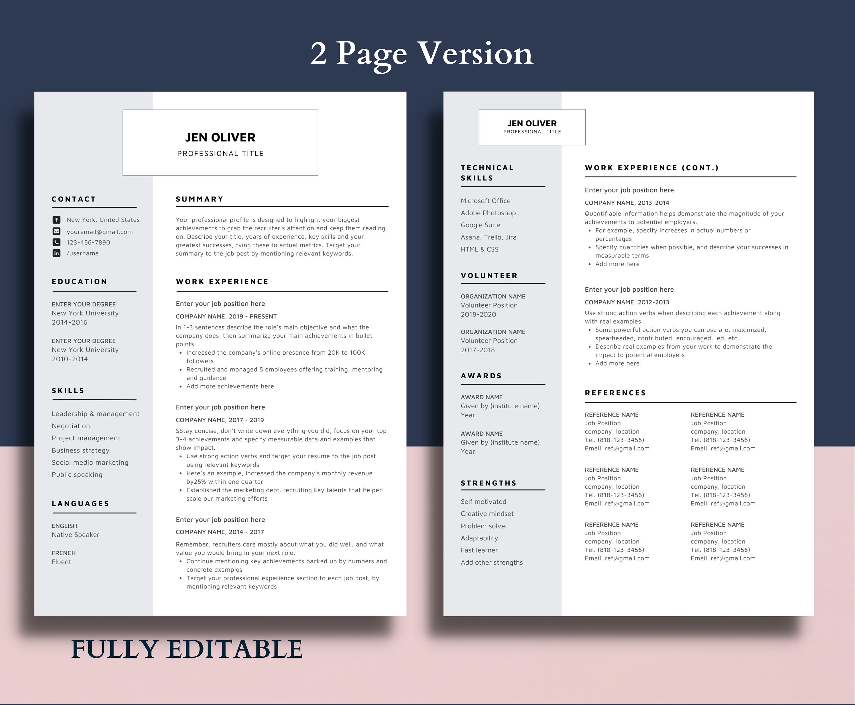 Clean Resume Template for Google Docs, Word and Pages, Google Docs ...