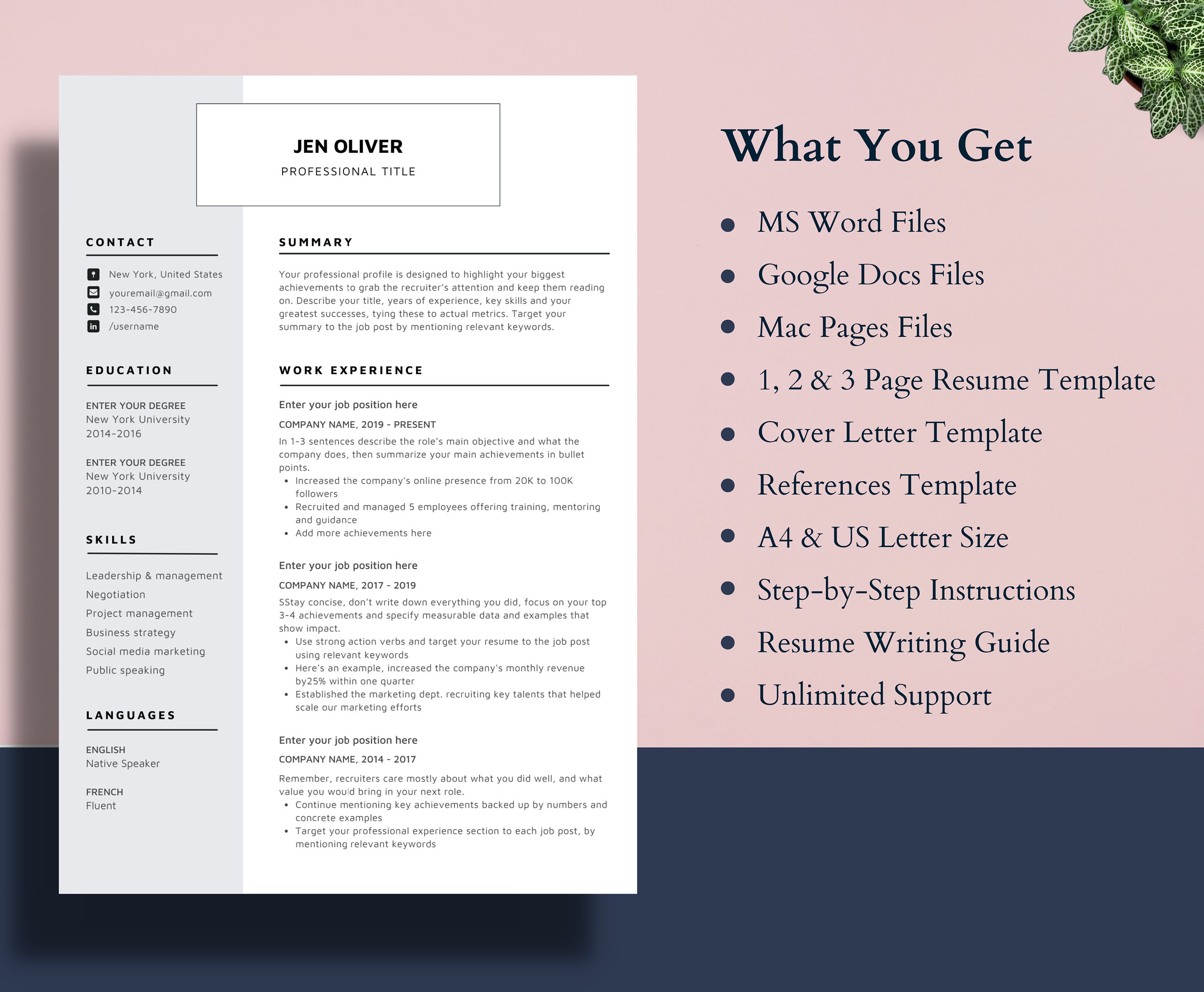 Clean Resume Template for Google Docs, Word and Pages, Google Docs ...