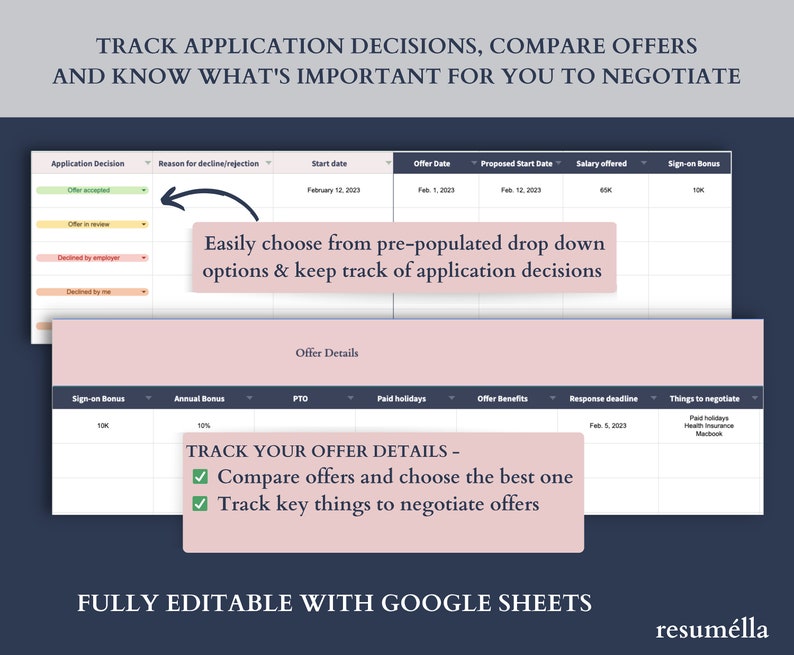 Job Search Tracker Spreadsheet & Interview Dashboard, Digital ...