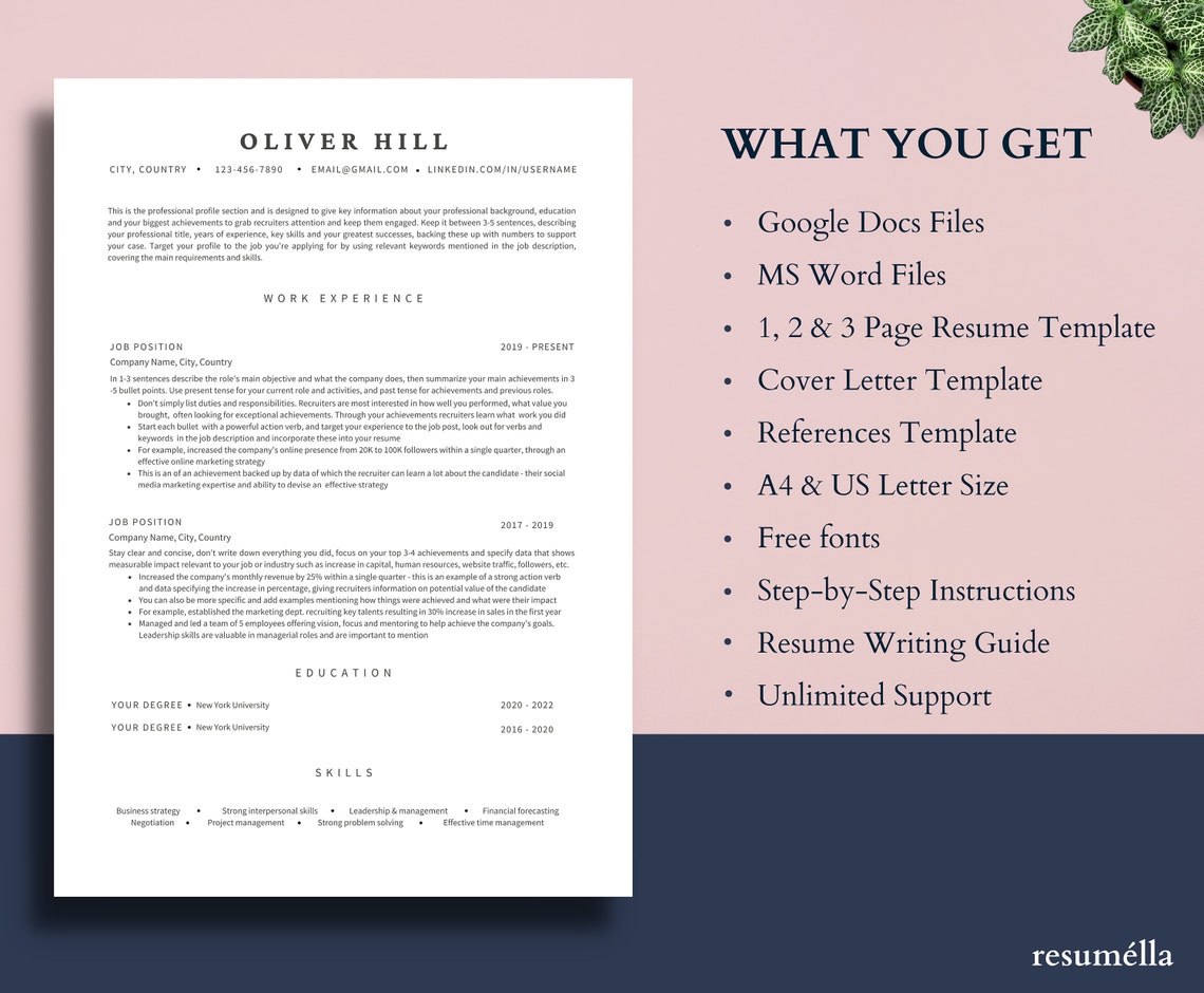ATS Resume Template for MS Word, Google Docs, Clean Resume Template Ats ...