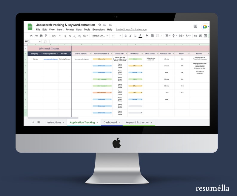 Job Search Tracker Spreadsheet & Interview Dashboard, Digital ...