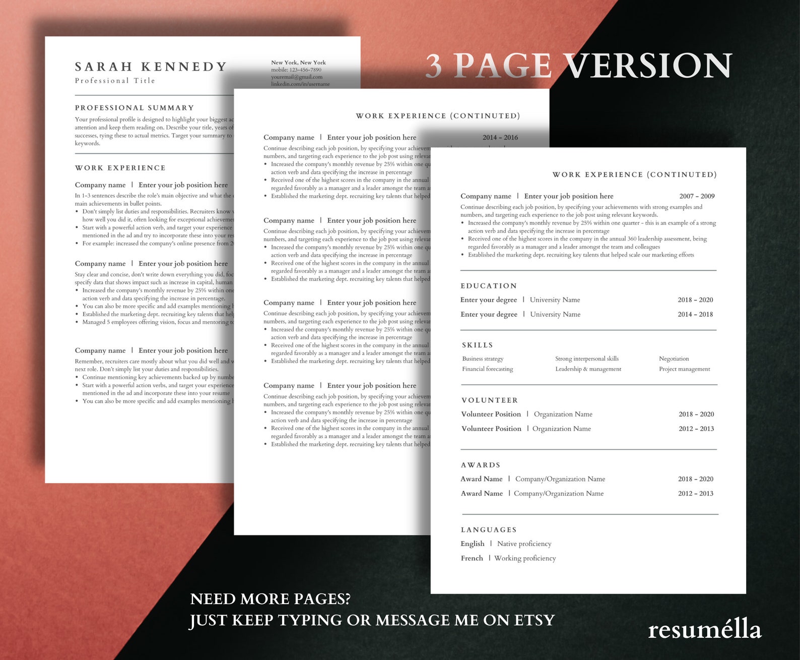 ATS Friendly Resume Template Canva, Google Docs, MS Word Resume, ATS ...