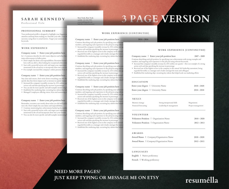ATS Friendly Resume Template Canva, Google Docs, MS Word Resume, ATS ...