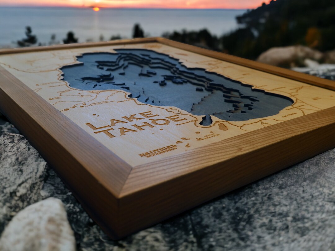 Lake Map | Lake Tahoe | Bathymetry | California | Laser Cut | Custom ...
