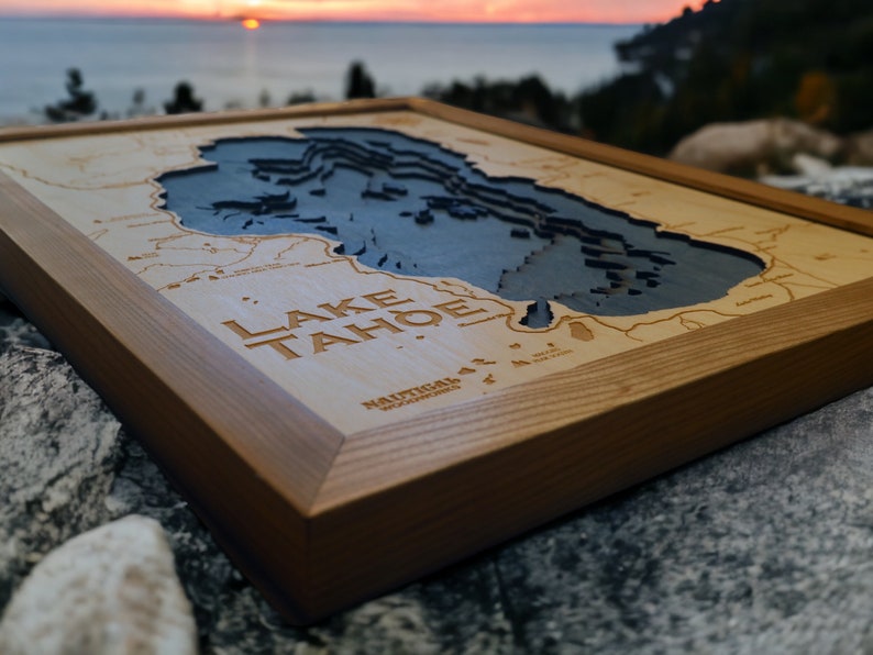 Lake Map | Lake Tahoe | Bathymetry | California | Laser Cut | Custom ...