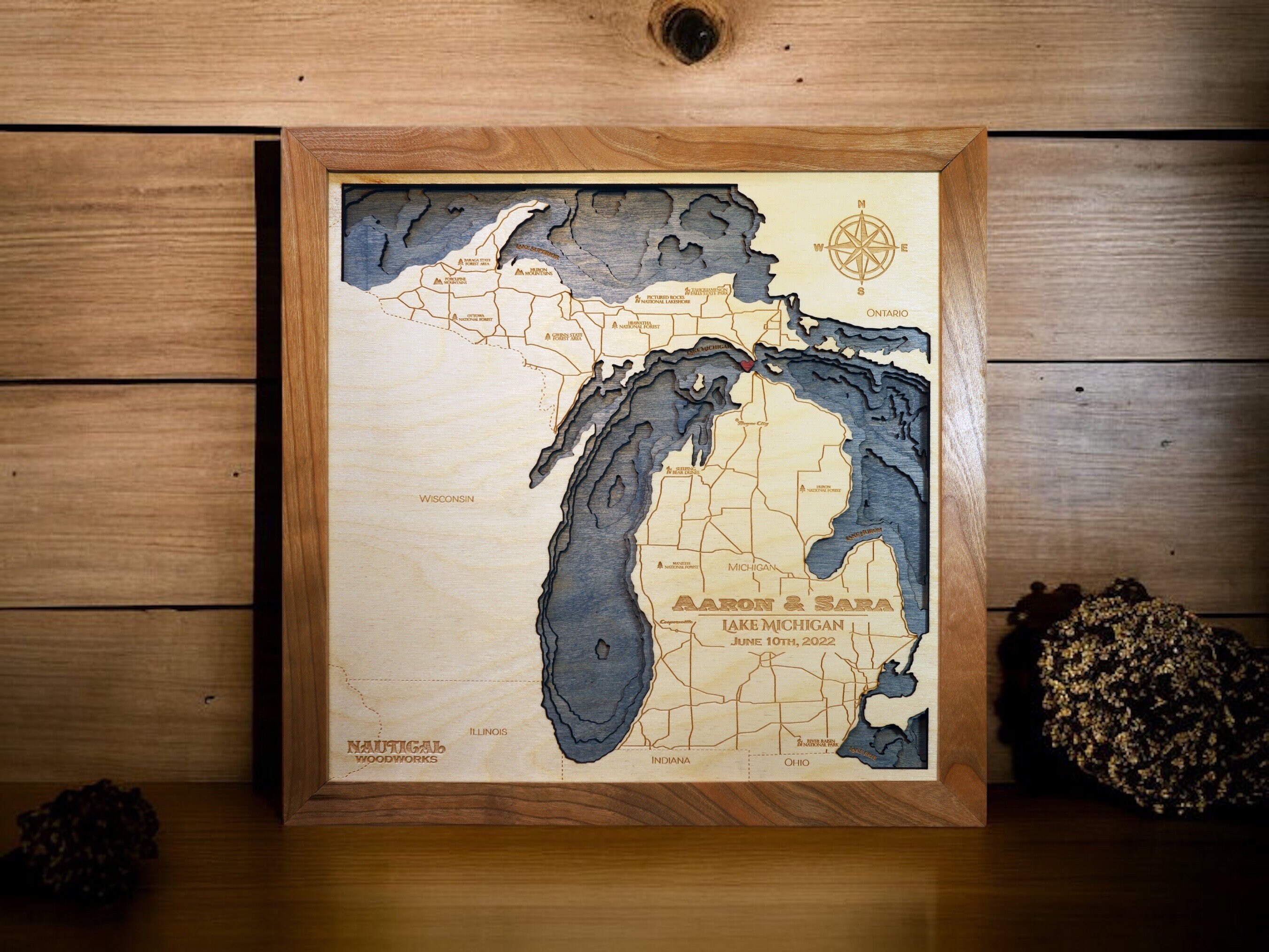 Personalized Lake Map | Michigan State | Bathymetry | Laser Cut ...