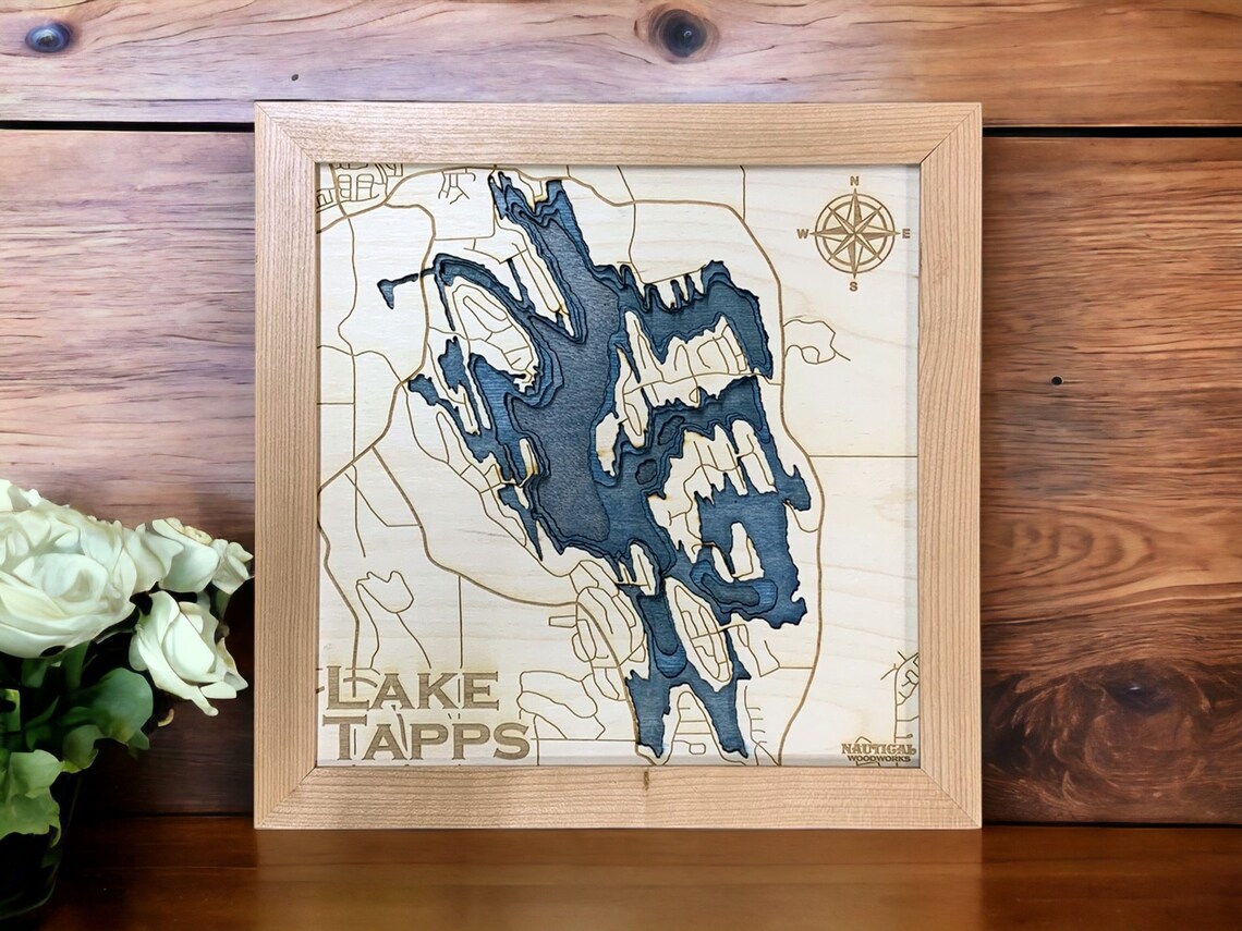 Personalized Lake Map | Lake Tapps | Bathymetry | Washington | Laser ...