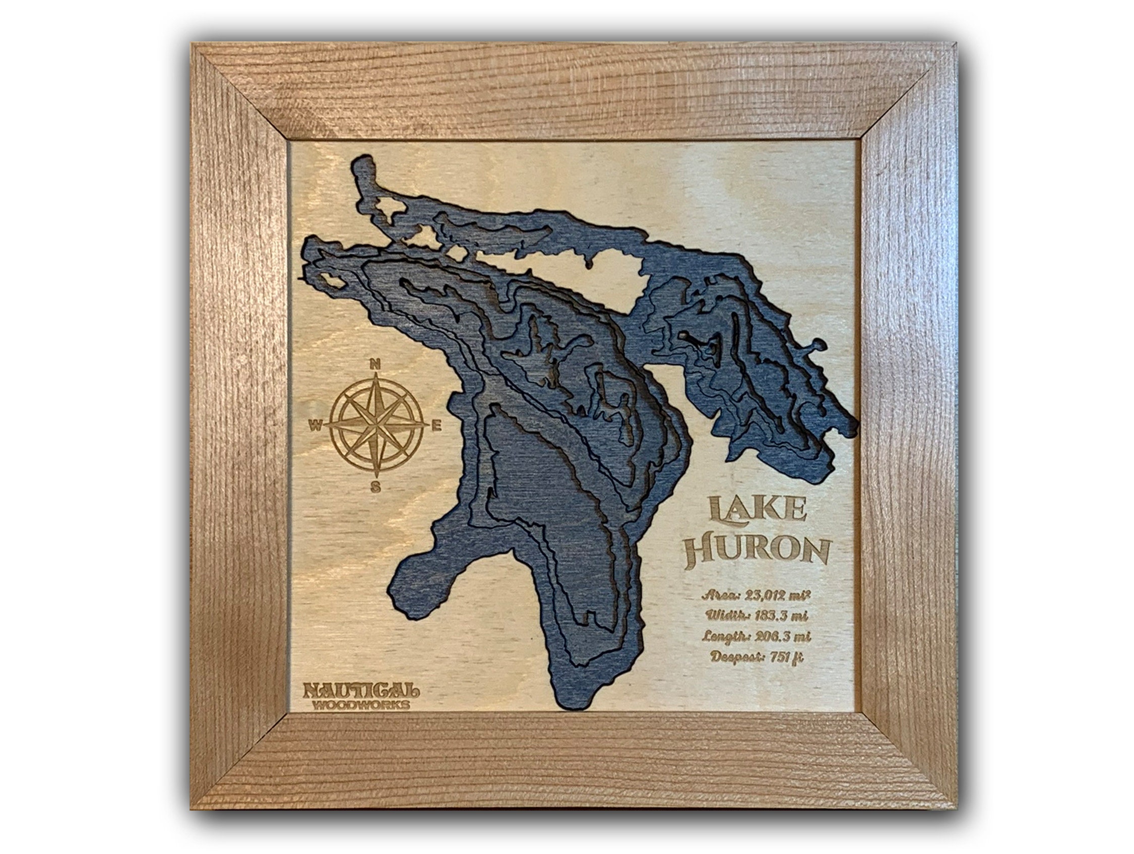 Personalized Lake Map Lake Huron Bathymetry Laser Cut Custom Personal ...