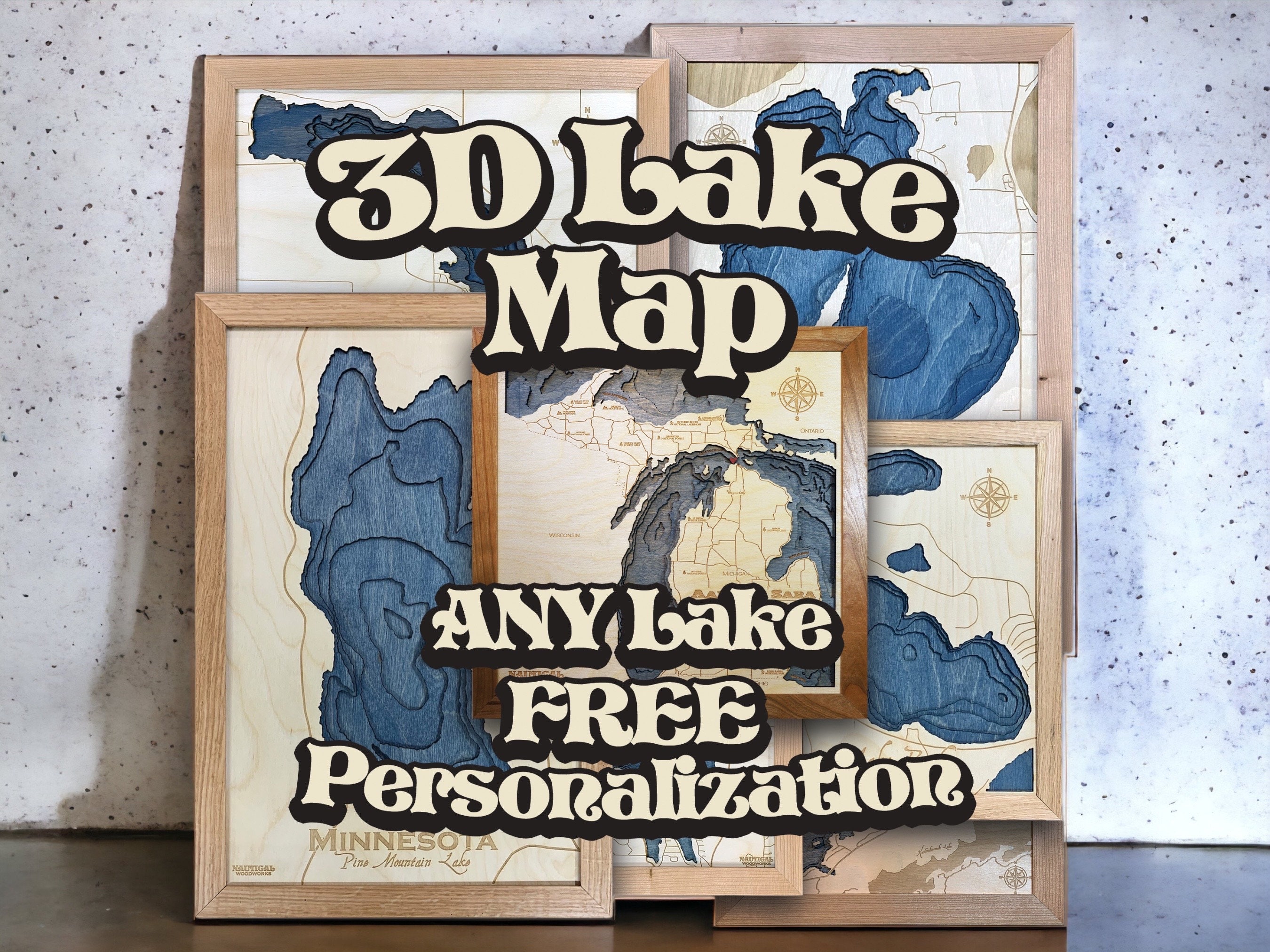 3D Custom Personalized Lake Map | Any Lake | Your Lake | Laser Cut ...