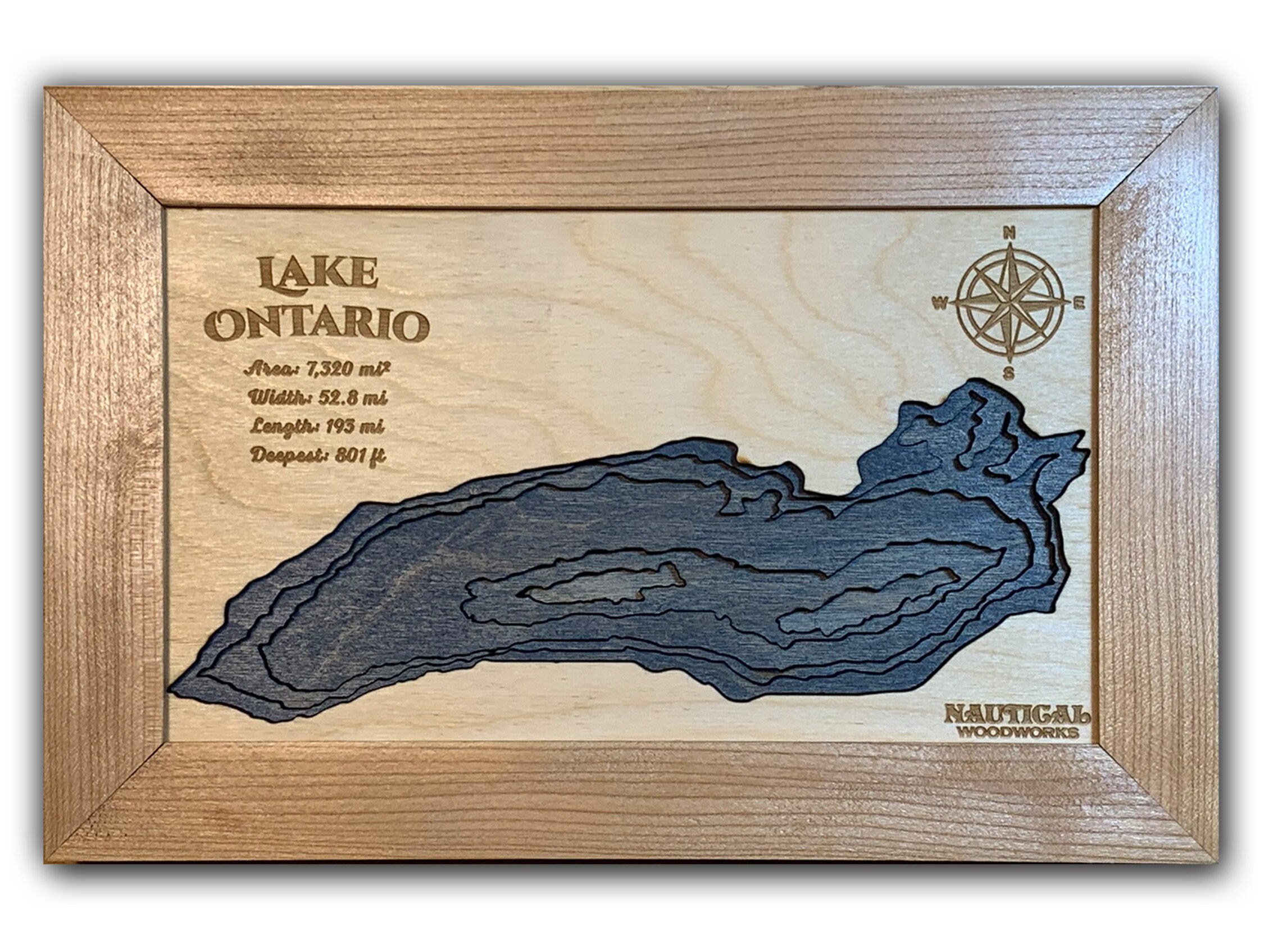 Personalized Lake Map | Lake Ontario | Bathymetry | Laser Cut | Custom ...