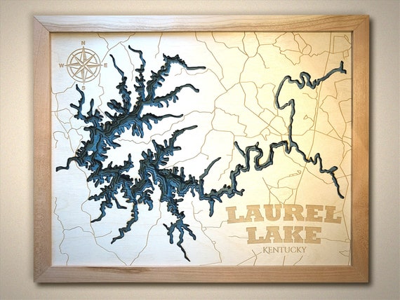 Personalized Lake Map Laurel Lake Bathymetry Laser Cut - Etsy