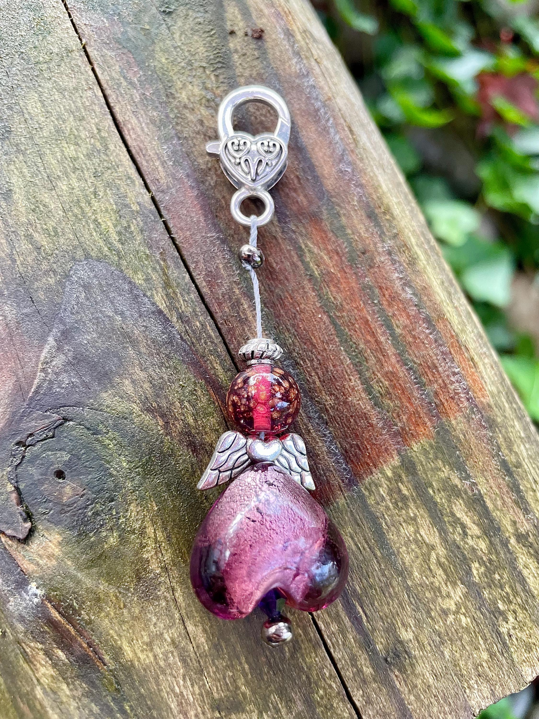 Glass Angel Keychains, Bag Charms, OOAK Angel Wing Keyrings, Handmade ...