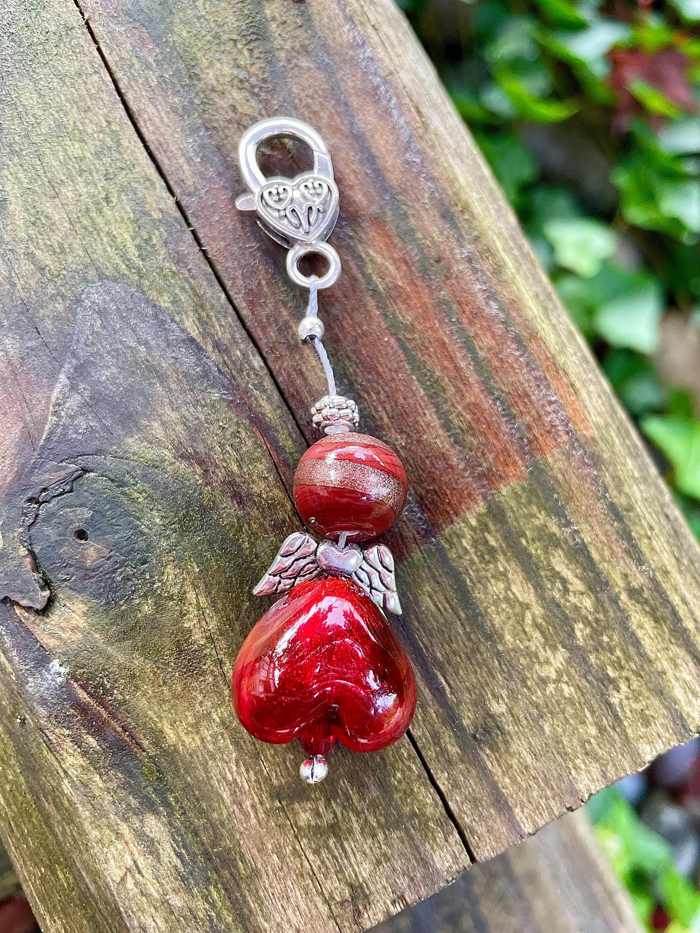 Glass Angel Keychains, Bag Charms, OOAK Angel Wing Keyrings, Handmade ...