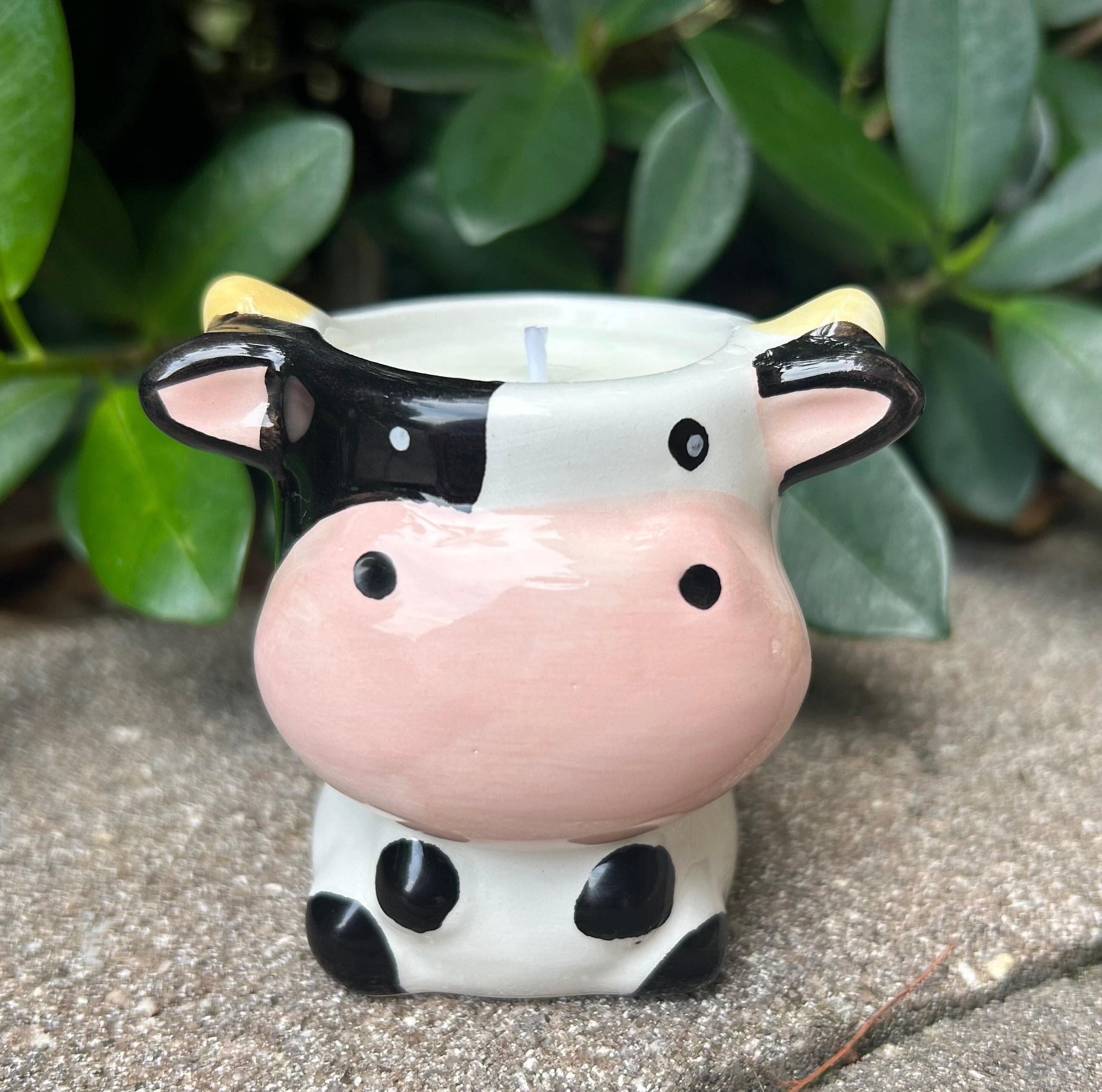 Cow Candle, Mini Ceramic Farm House Decor | Natural Soy Wax Candle ...