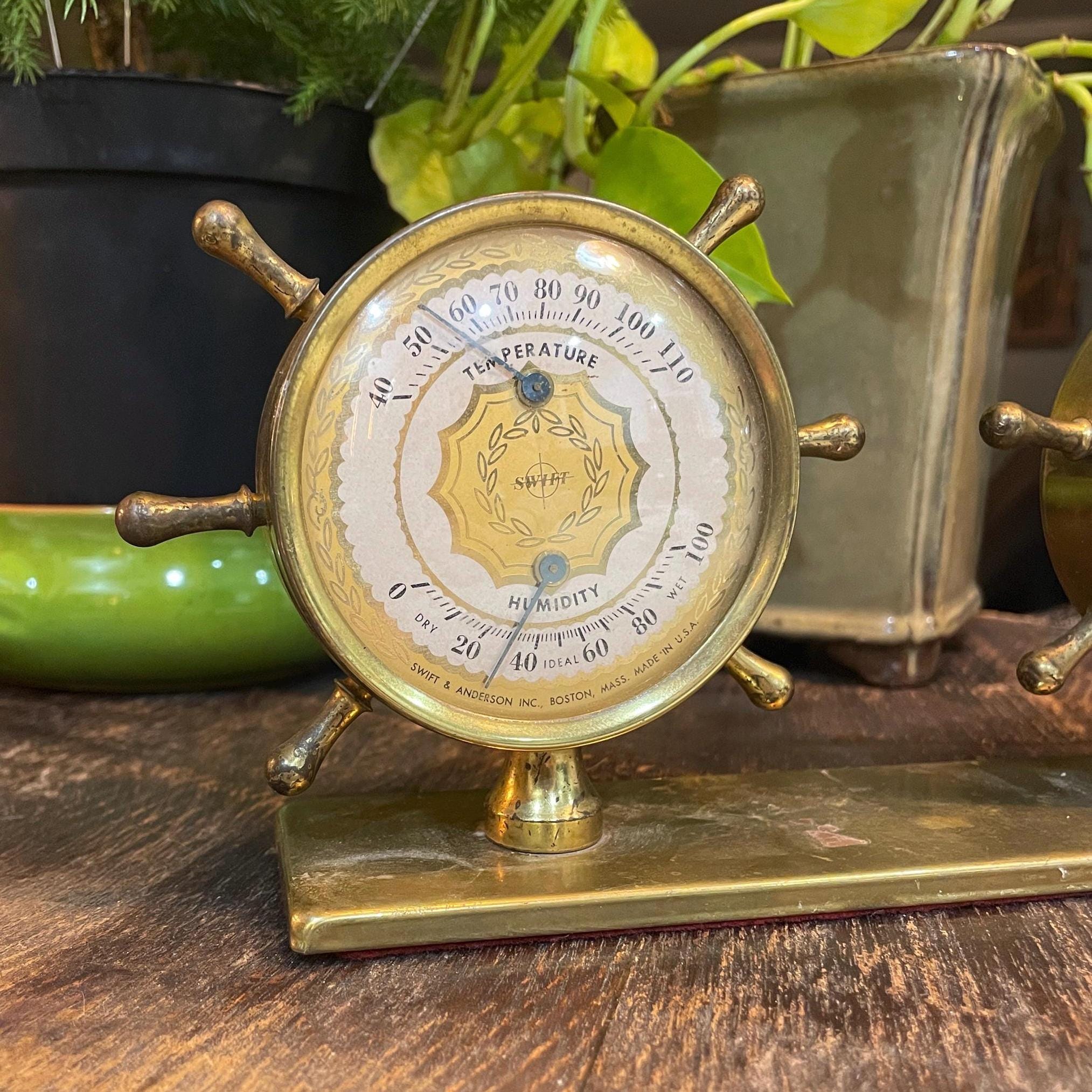 Vintage Swift & Anderson Brass Thermometer Barometer Instrument ...