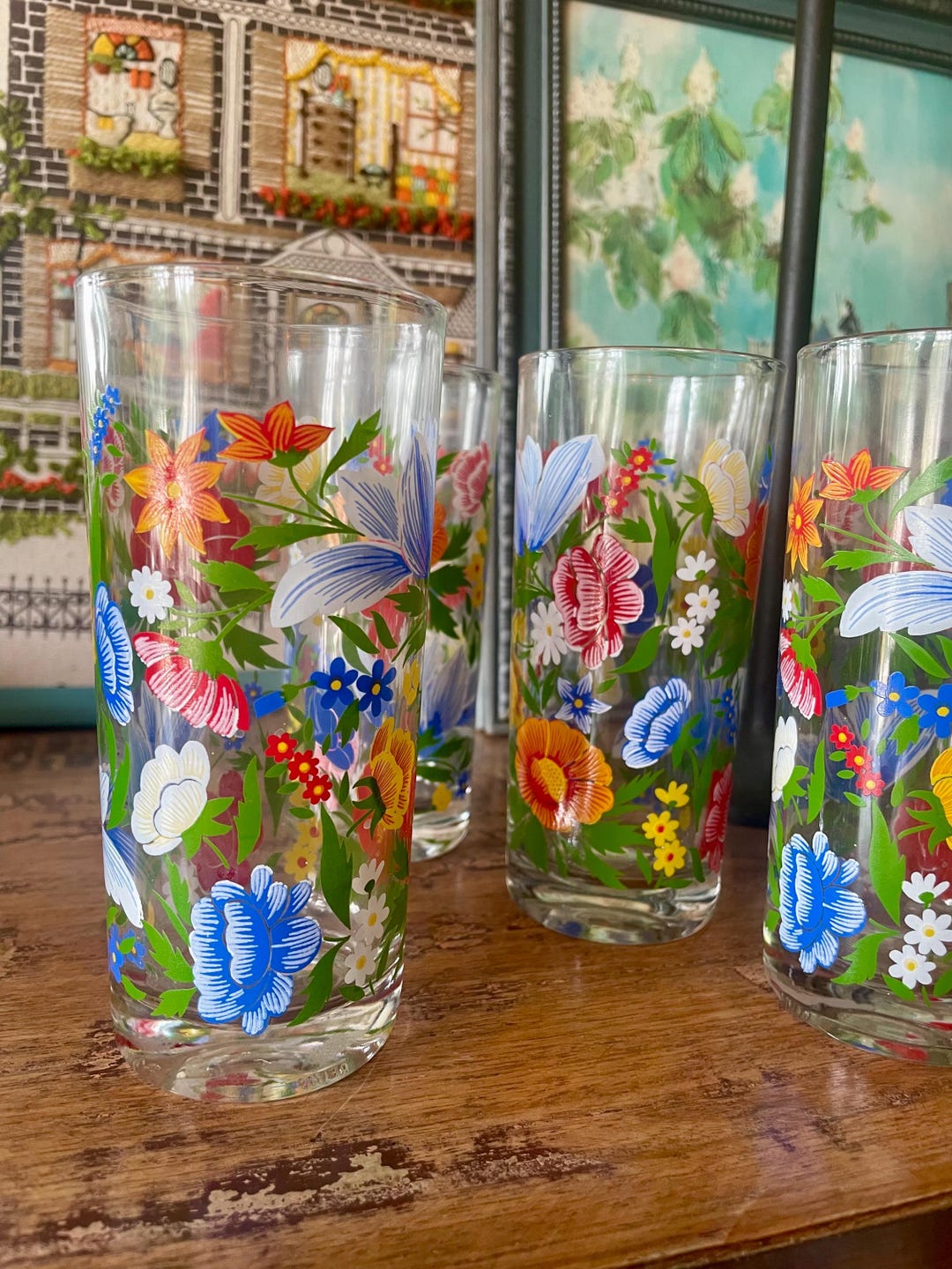 Vintage Reims French Floral Tea/water Glasses. Set of 4 - Etsy