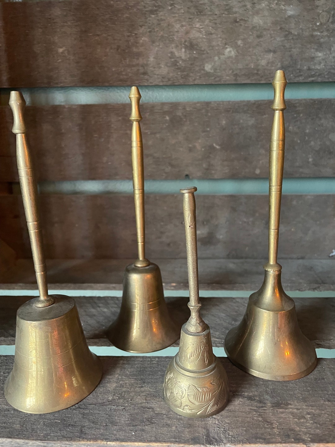 Set of 4 Vintage Brass Bells - Etsy