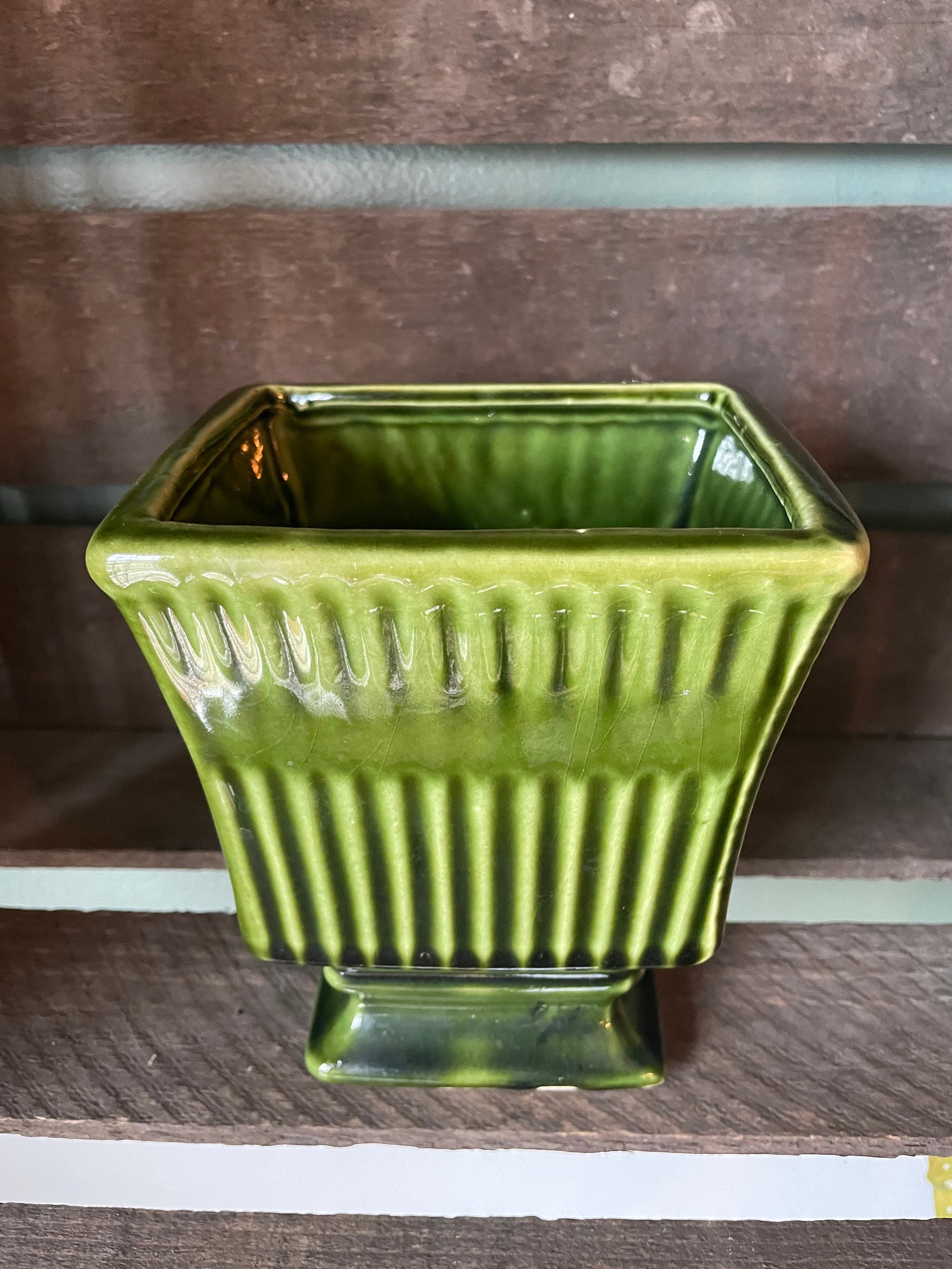 Vintage MCM Green Ceramic Pottery, Plant Pottery - Etsy