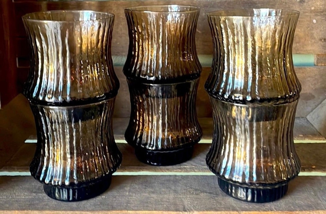 Vintage Amber Stacking Glasses. Set of 6 - Etsy