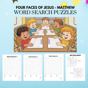 Four Faces of Jesus - Matthew Word Search Christian Printables - Etsy