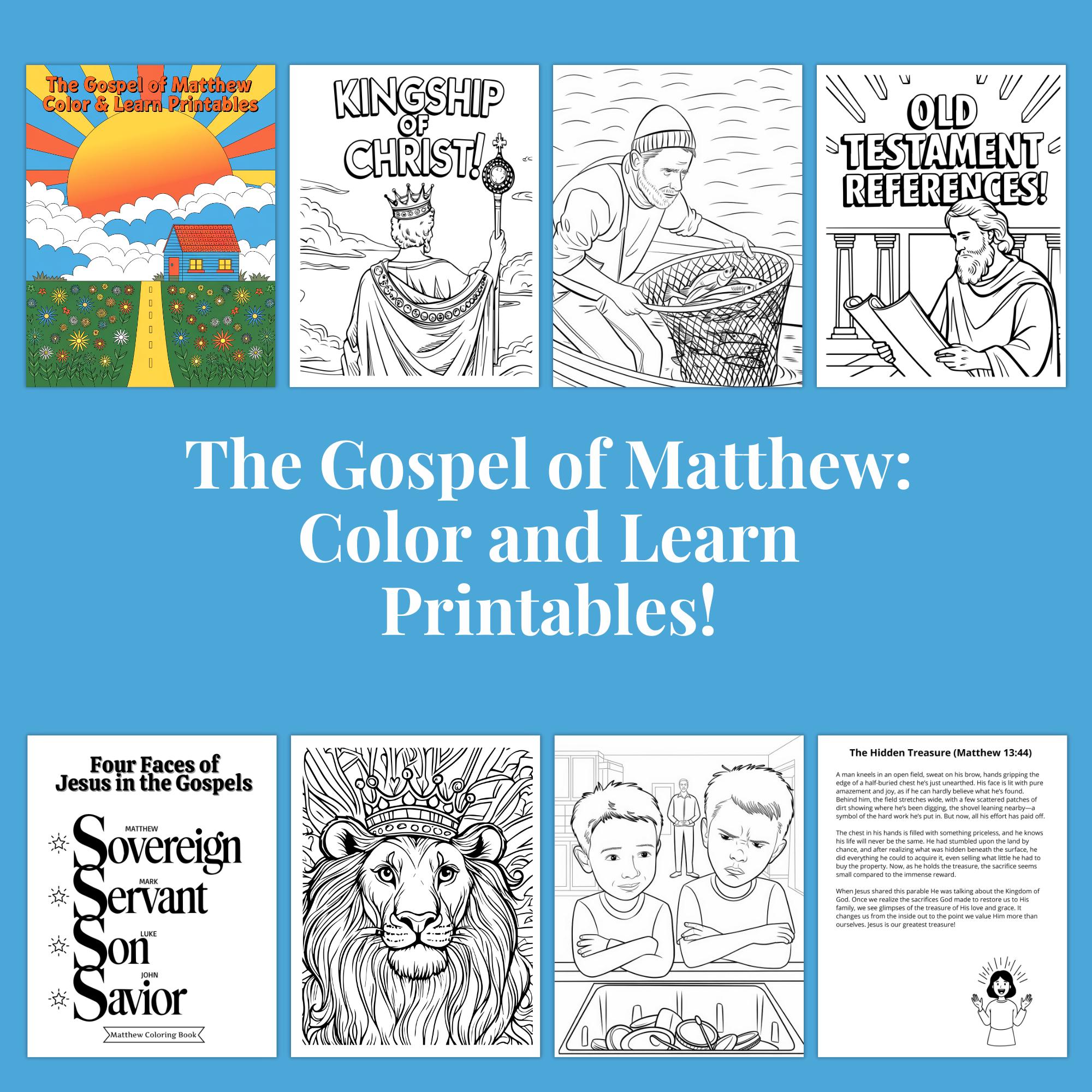 The Gospel of Matthew: Color and Learn Printables - Etsy