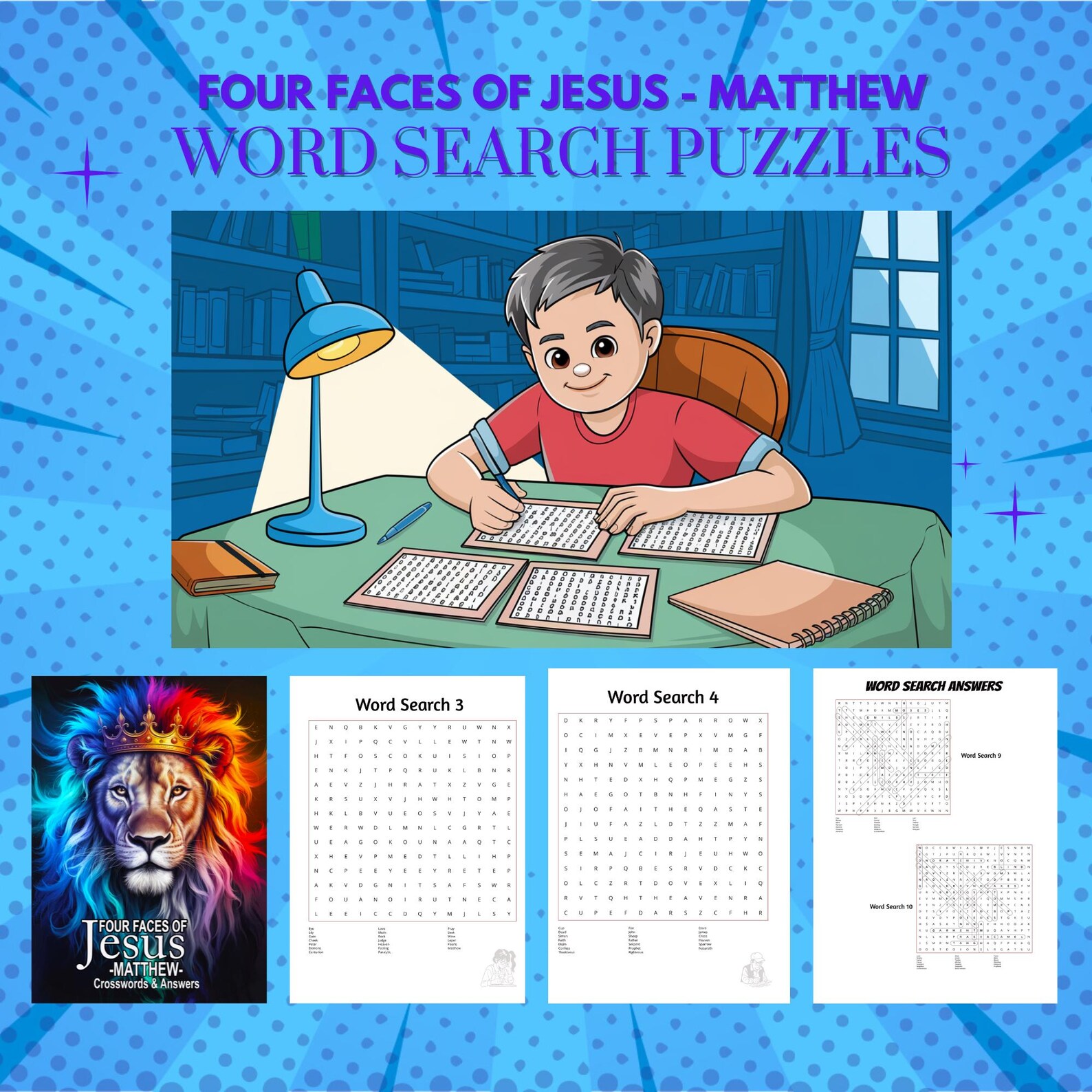 Four Faces of Jesus Matthew Word Search Christian Printables - Etsy