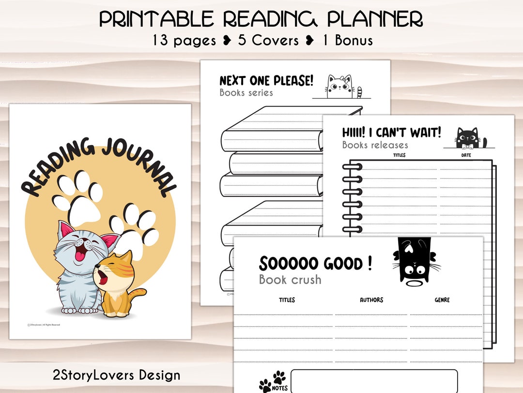 Funny PRINTABLE Reading Planner cat Book Tracker Reading Log Book ...