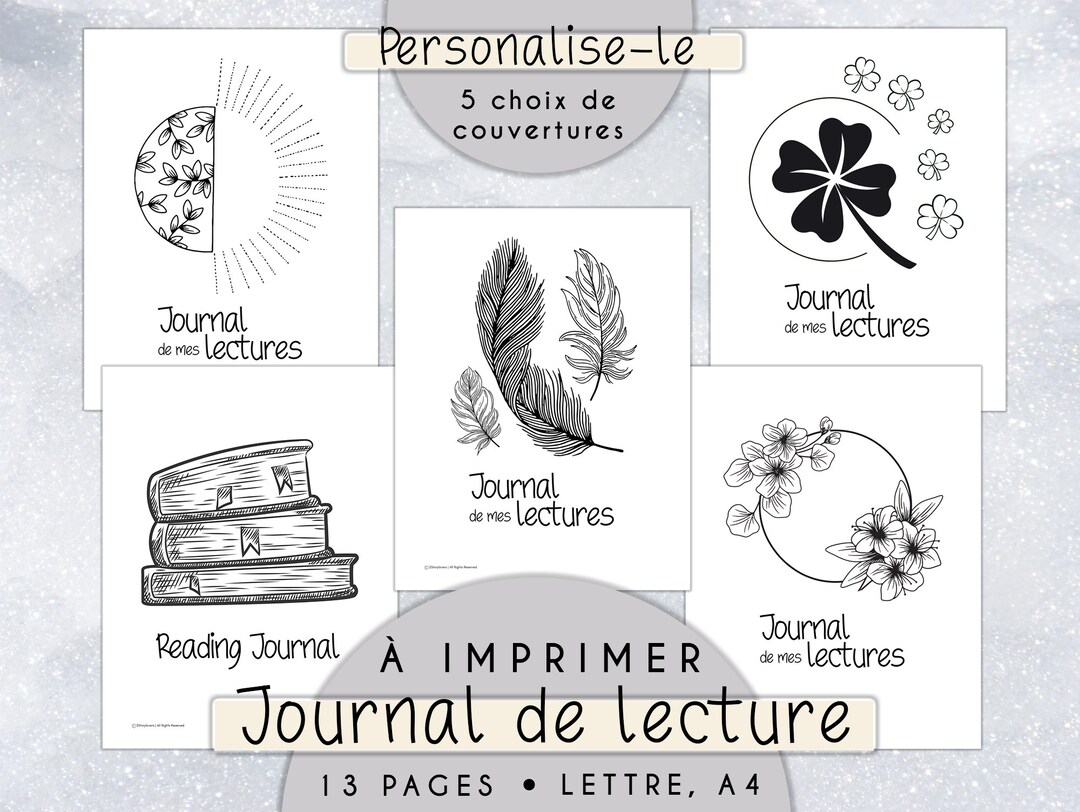 Journal De Lecture à Imprimer (minimaliste) Noir Et Blanc Classique ...