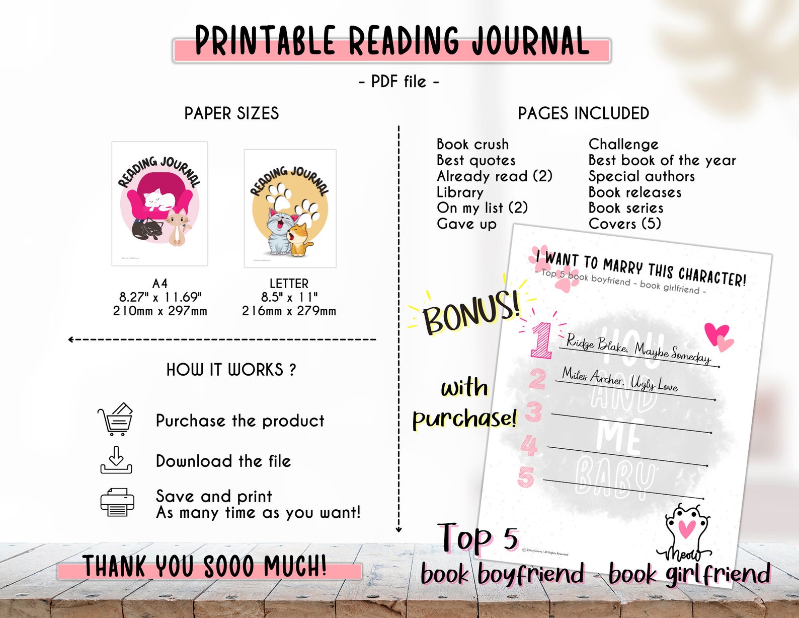 Funny PRINTABLE Reading Planner cat Book Tracker Reading Log Book ...